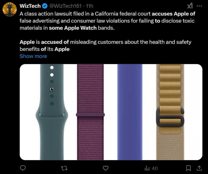 果粉愛注意！蘋果Apple Watch挨告 錶帶久戴恐誘發睪丸癌 | 國際 | CTWANT