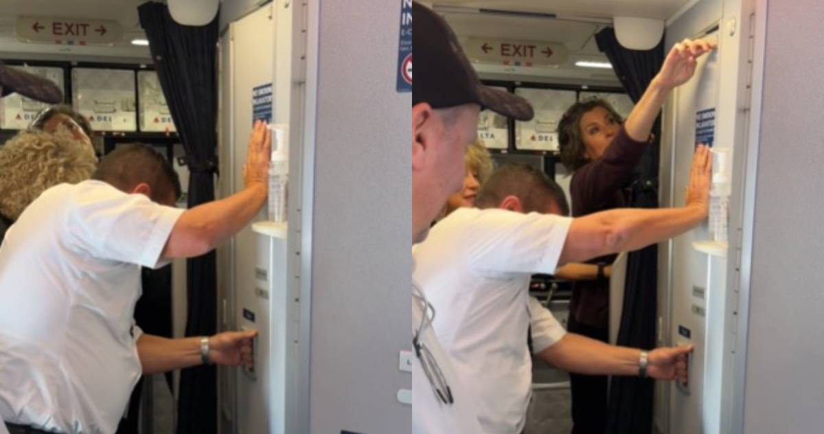 一家4口搭飛機！男子受困廁所35分鐘 機組人員破門畫面曝光 | 國際 | CTWANT