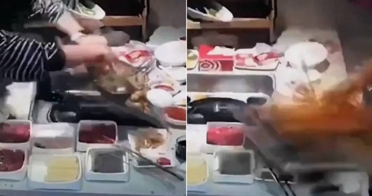 Wanting to check her boyfriend's cell phone... She was blocked and "overturned the hot pot" and ...