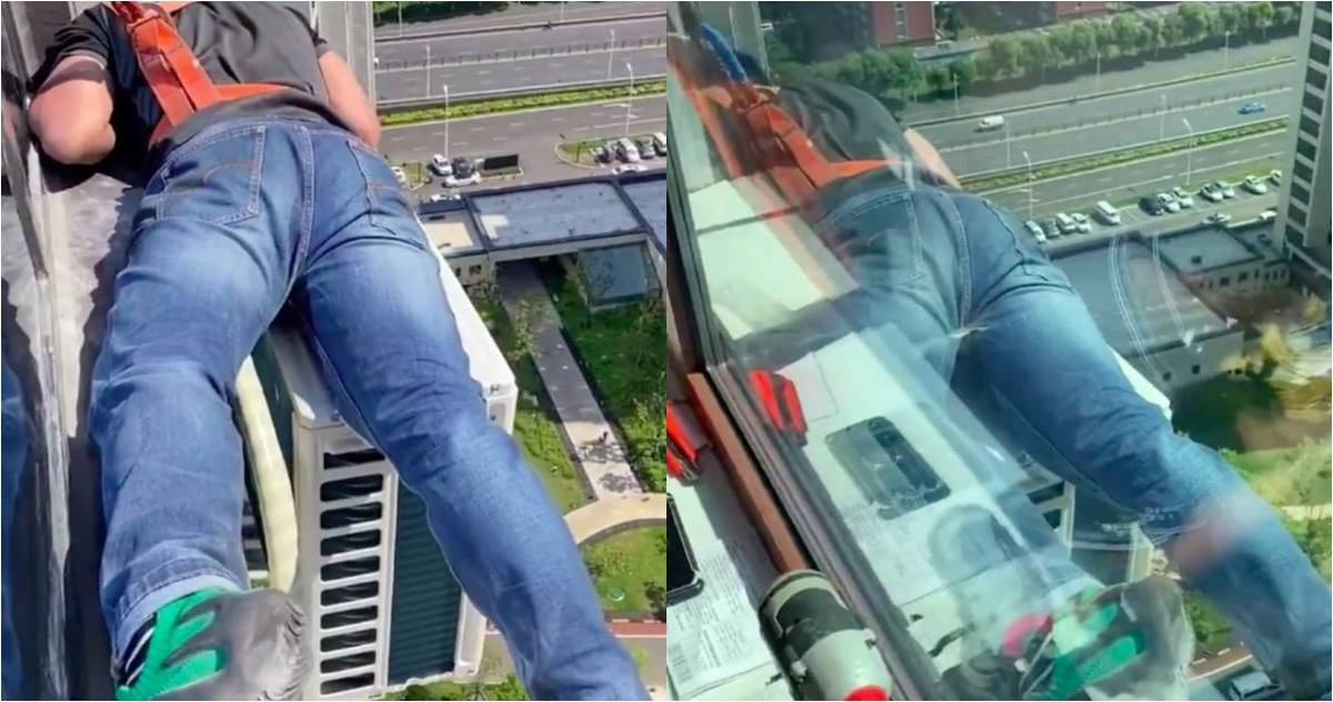 工人25樓窗外冷氣外機上累到睡著 網友質疑：擺拍影片罷了 | 國際 | CTWANT